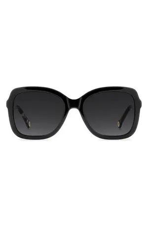 Carolina Herrera 56mm Gradient Square Sunglasses - Black/dark Grey