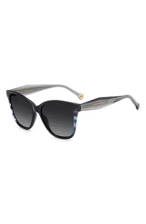 Carolina Herrera 56mm Butterfly Sunglasses - Black/dark Grey