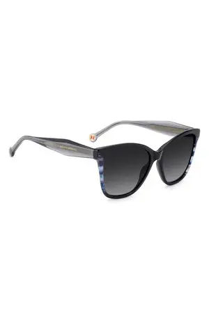 Carolina Herrera 56mm Butterfly Sunglasses - Black/dark Grey