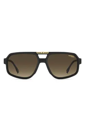 Carrera Eyewear 59mm Navigator Sunglasses - Matte Black/brown/green
