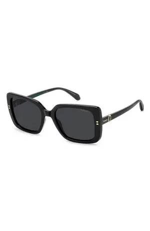 POLAROID 55mm Polarized Rectangular Sunglasses - Black/grey