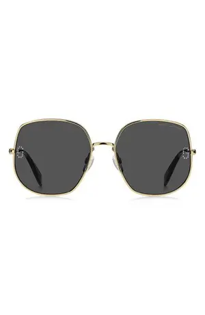 Marc Jacobs 59mm Embellished Square Sunglasses - Gold/grey