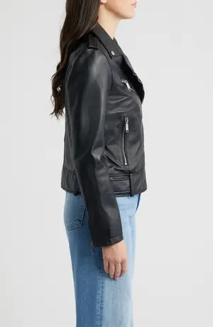 Sam Edelman Trapunto Stitch Leather Moto Jacket