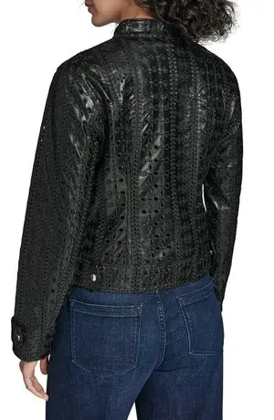 Karl Lagerfeld Eyelet Faux Leather Jacket