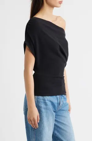 REFORMATION Iris One-shoulder Knit Top - Black