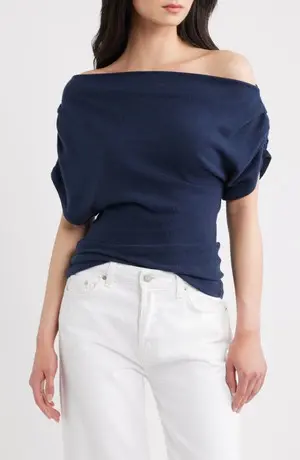 REFORMATION Iris One-shoulder Knit Top - Midnight