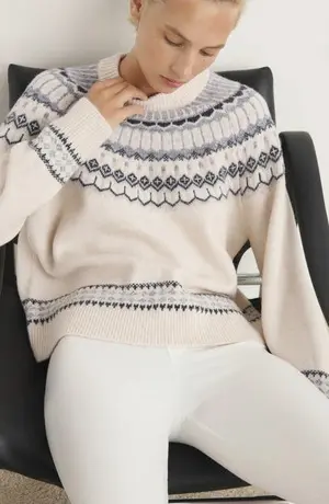 Mango Fair Isle Jacquard Crewneck Sweater