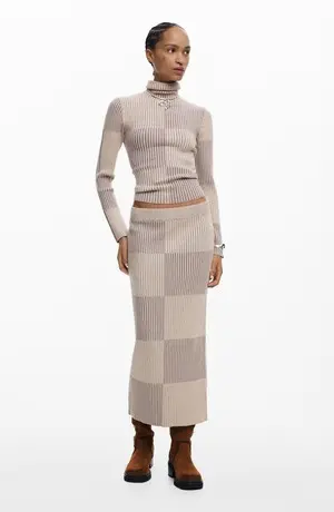 Desigual Ribbed Knit Midi Skirt