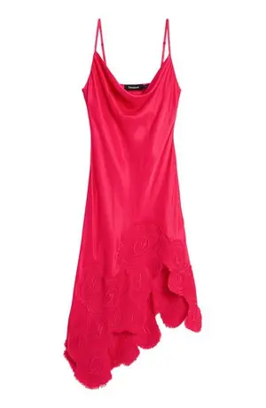 Desigual Lace Trim Asymmetric Slipdress