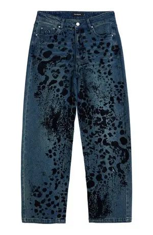 Desigual Abstract Print Barrel Leg Jeans