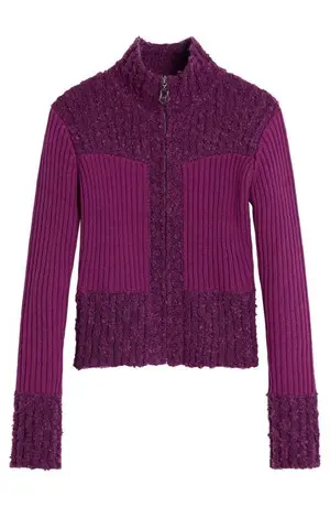 Desigual Mixed Stitch Zip Cardigan
