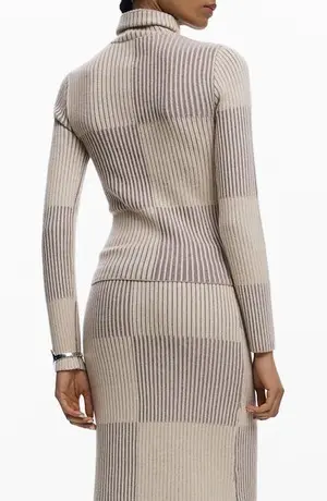 Desigual Ribbed Checks Turtleneck Sweater