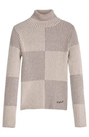 Desigual Ribbed Checks Turtleneck Sweater
