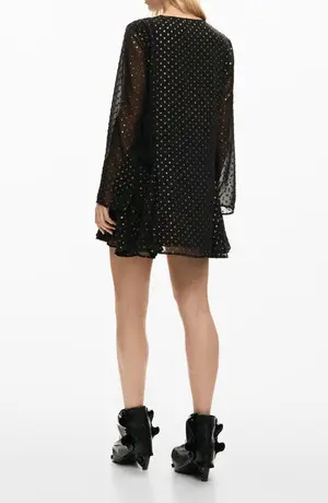 Desigual Metallic Dot Long Sleeve Minidress