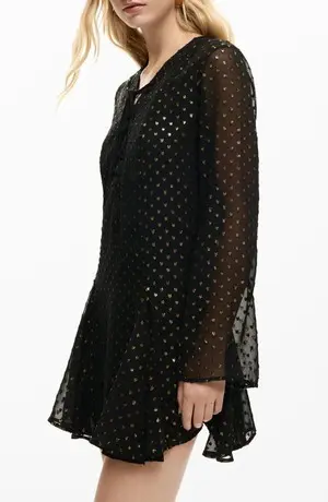 Desigual Metallic Dot Long Sleeve Minidress