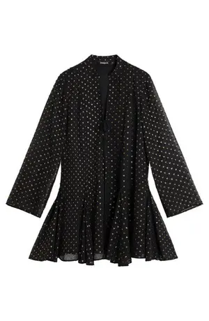 Desigual Metallic Dot Long Sleeve Minidress