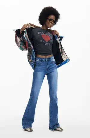 Desigual Embroidered Flare Jeans