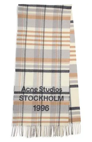 Acne Studios Check 1996 Wool Scarf - White/beige