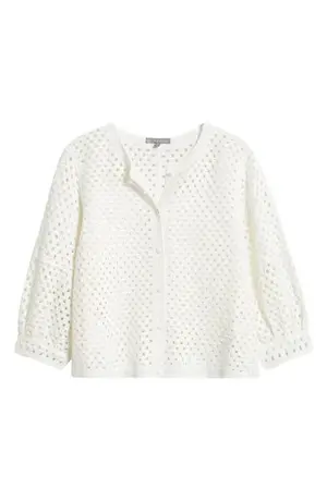 Wit & Wisdom Openwork Blouson Sleeve Top