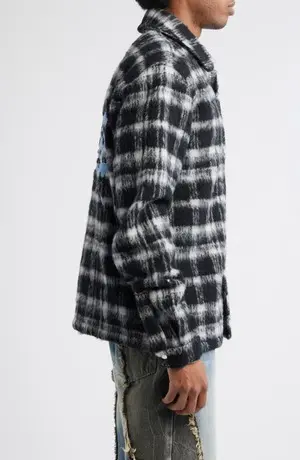 RtA Parlan Pixel Cross Graphic Plaid Shacket