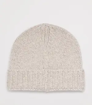 Brioni Cashmere Beanie With Logo - Beige