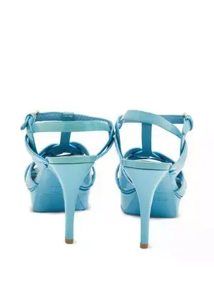 Saint Laurent Tribute Leather Platform Sandals - Blue