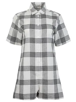 Lisa Marie Fernandez Tennis Playsuit In Check Print - Black