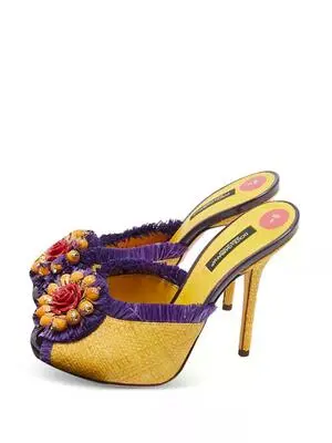 Dolce & Gabbana Raffia Floral Mules