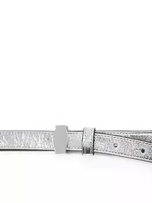 Veronica Beard Dash Metallic Leather Belt - Silver