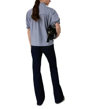 Gerard Darel Clee Ruffle Collar Blouse - Blue