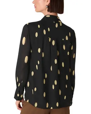 Whistles Abstract Spot Tie Neck Blouse