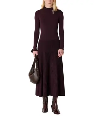 Whistles High Neck Pleat Skirt Dress