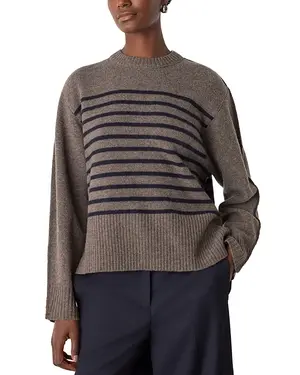 Whistles Wool Stripe Crewneck Sweater