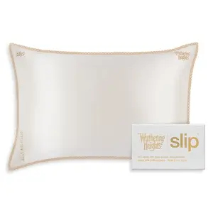 Slip X Wuthering Heights Pure Silk Embroidered Pillowcase With Lace Trim - Kiss Me Again