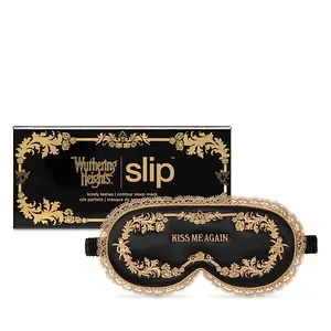 Slip X Wuthering Heights Pure Silk Embroidered Contoured Sleep Mask With Lace Trim - Kiss Me Again