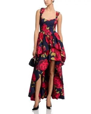 Aqua Sweetheart Neck High-low Gown