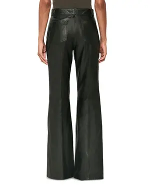 REISS Priya Leather Flare Pants - Black