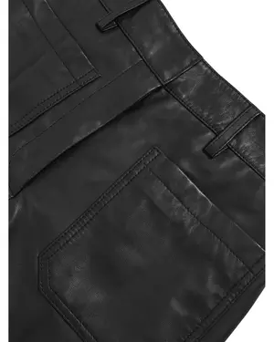 REISS Priya Leather Flare Pants - Black