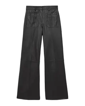 REISS Priya Leather Flare Pants - Black