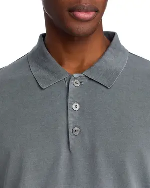 FRAME Washed Light Pique Polo Shirt - Antique Modern Grey