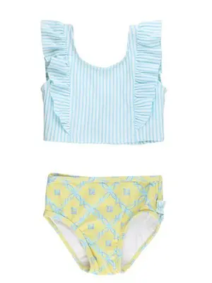 RUFFLEBUTTS Upf 50+ Waterfall Tankini - Banana Coastal Charm