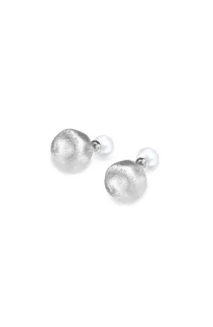 RETRO CHIC Duo Stud Earrings - Silver & White