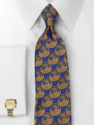 PAUL FREDRICK Circles Pattern Woven Silk Neck Tie