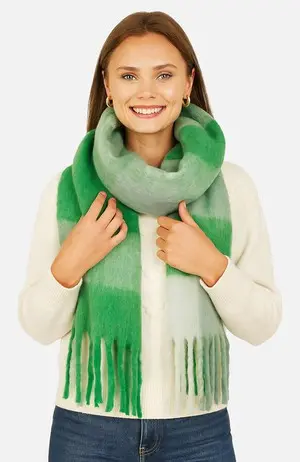 YUMI Check Soft Tassel Scarf - Multi
