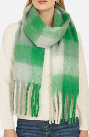 YUMI Check Soft Tassel Scarf - Multi