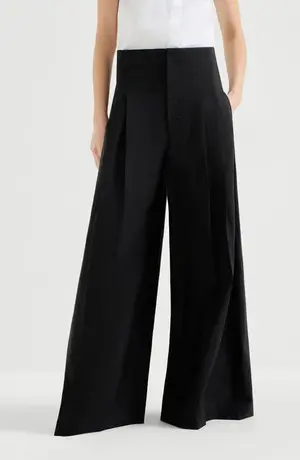 Brunello Cucinelli Wide-leg Techno Cotton Poplin Trousers