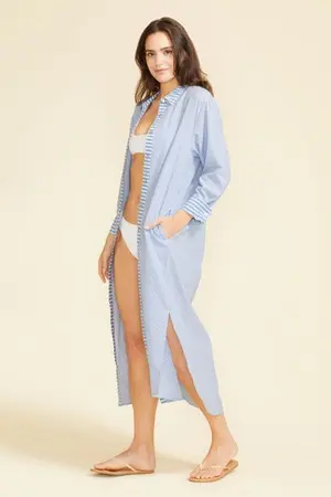 SITANO Riga Striped Cotton Shirt Dress - Light Blue Stripes