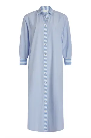 SITANO Riga Striped Cotton Shirt Dress - Light Blue Stripes