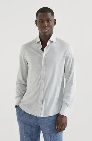 Brunello Cucinelli Spread Collar Shirt - Pearl