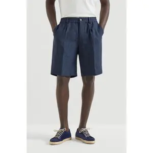 Brunello Cucinelli Délavé Linen Bermuda Shorts - Azure